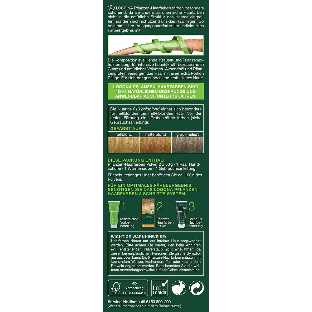 Colorante capilar en polvo 100% vegetal 010 Rubio Dorado (descatalogado ...