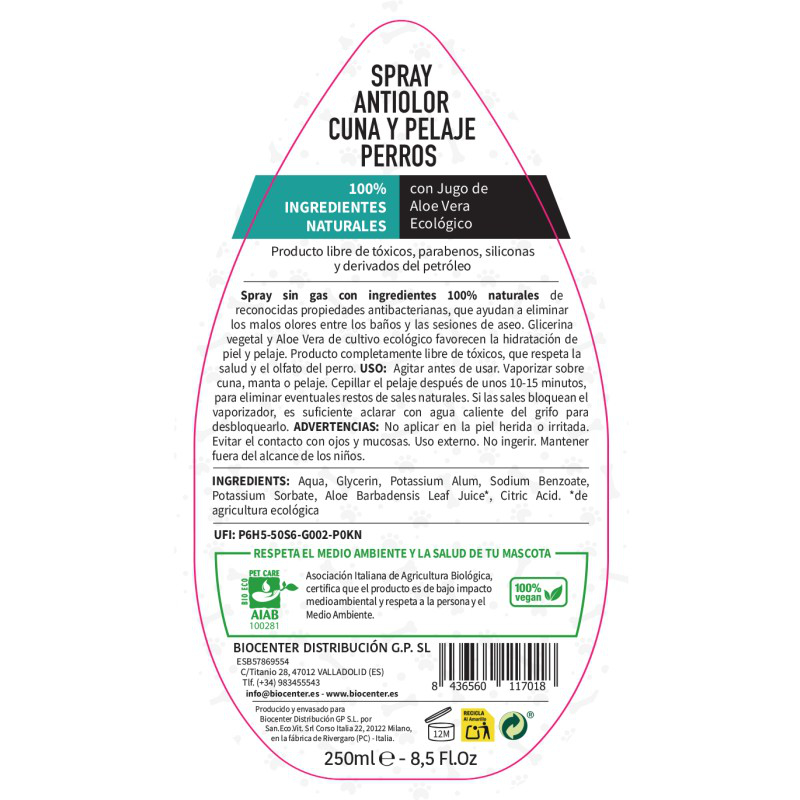 Spray perro antiolor para pelo y cuna de Biocenter en Idun Nature ...