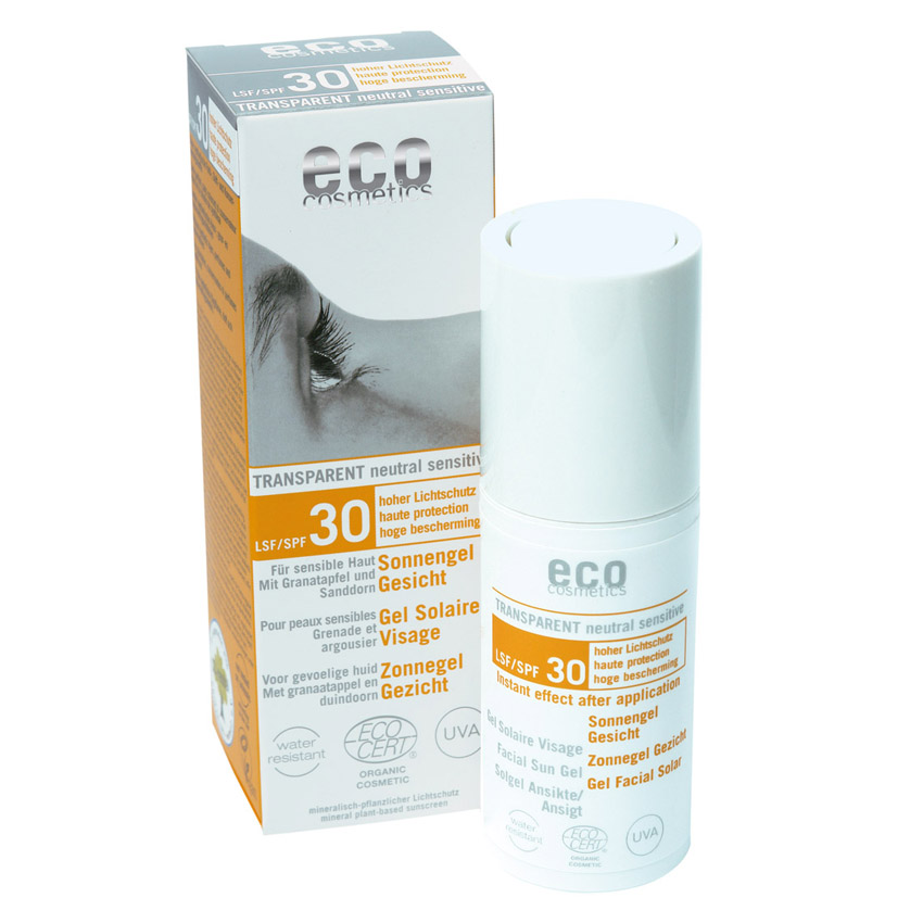 Gel solar transparente para pieles sensibles FPS 30 de Eco Cosmetics en ...