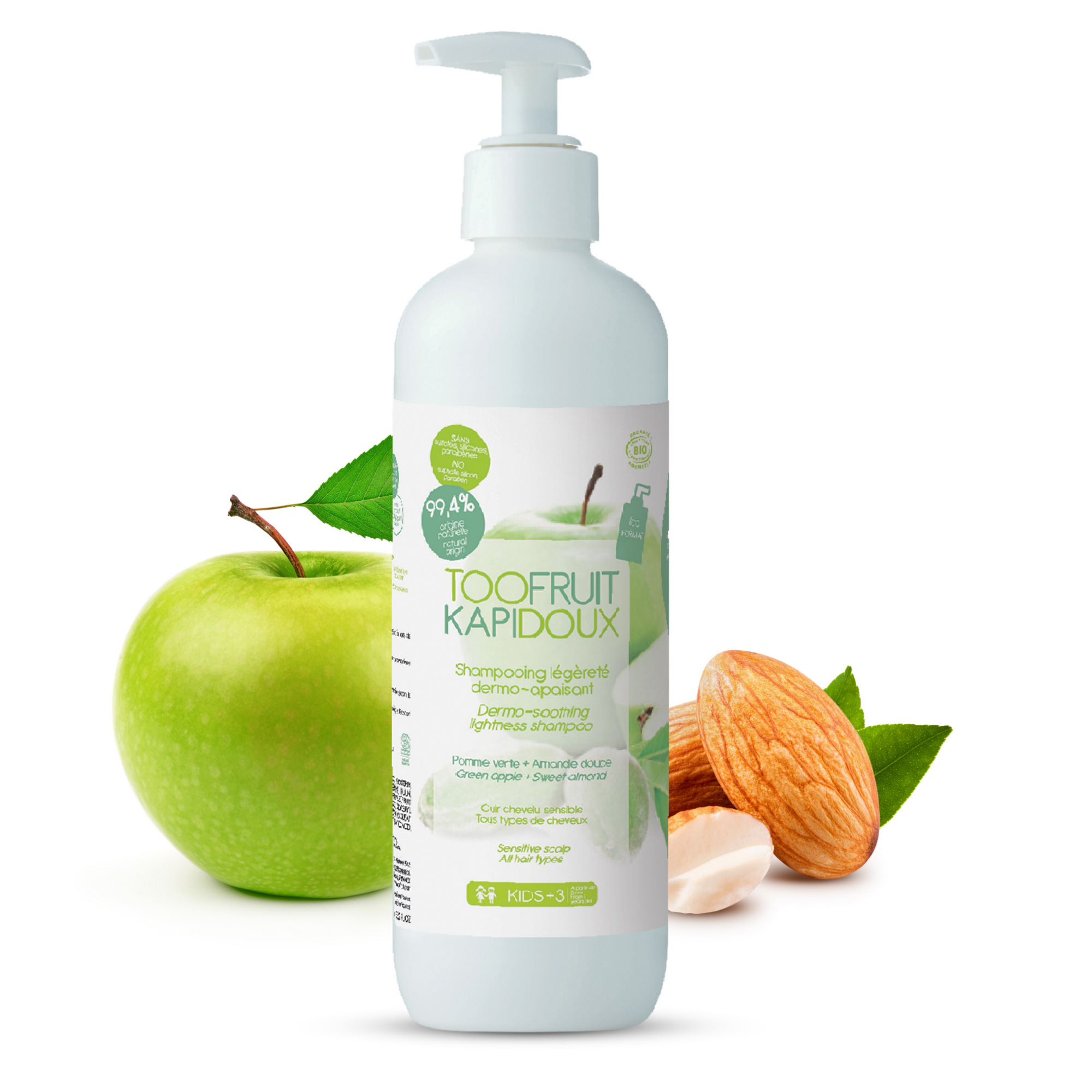 Champú para niños Kapidoux manzana Verde + Almendra Dulce (400ml ...